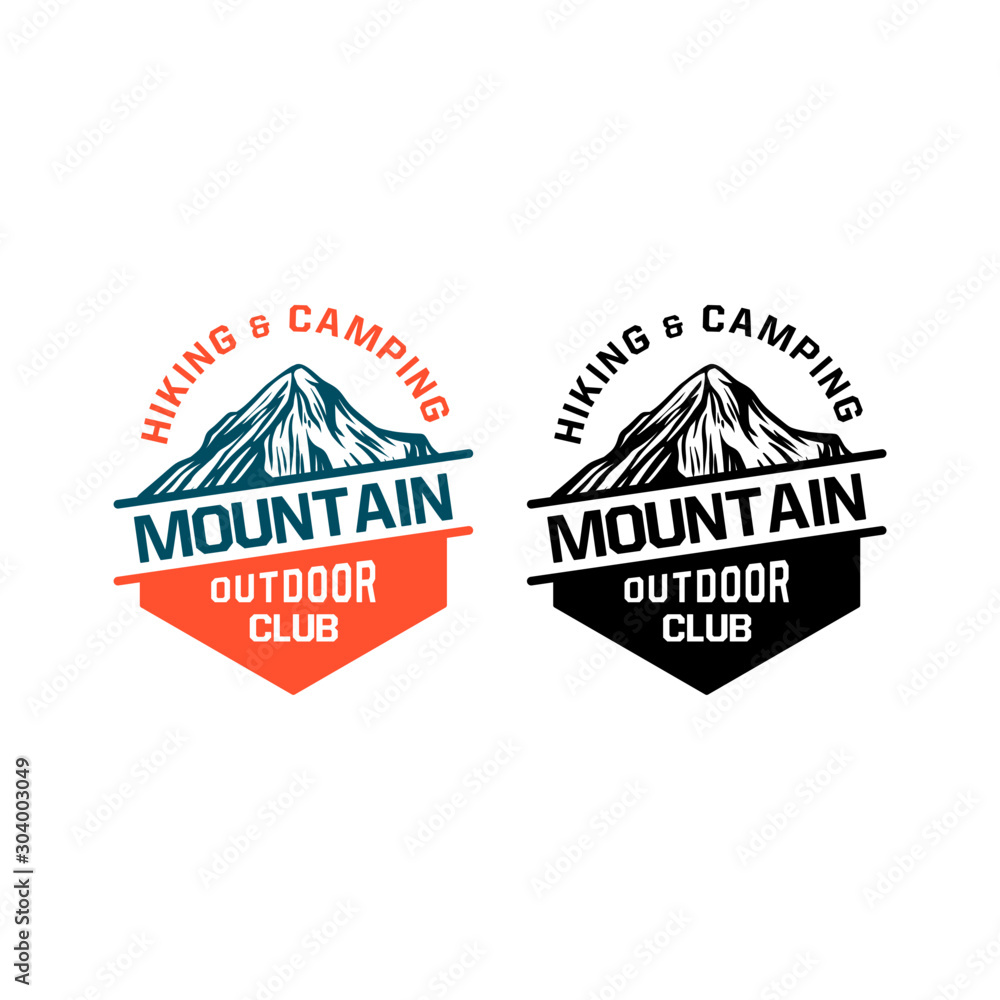 hiking and climbing mountain outdoor club. badge logo sign emblem for ...