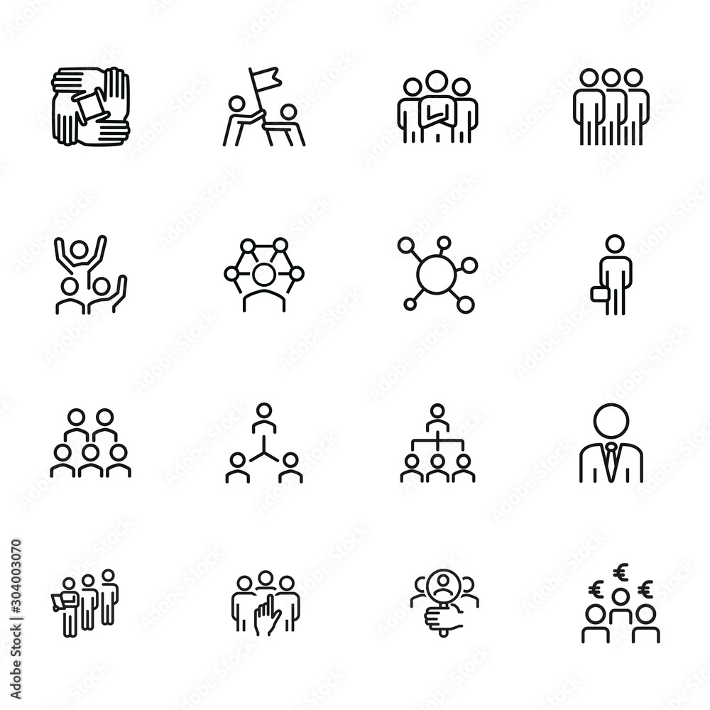 Corporate structure line icon set. Man, team, hierarchy. Business ...