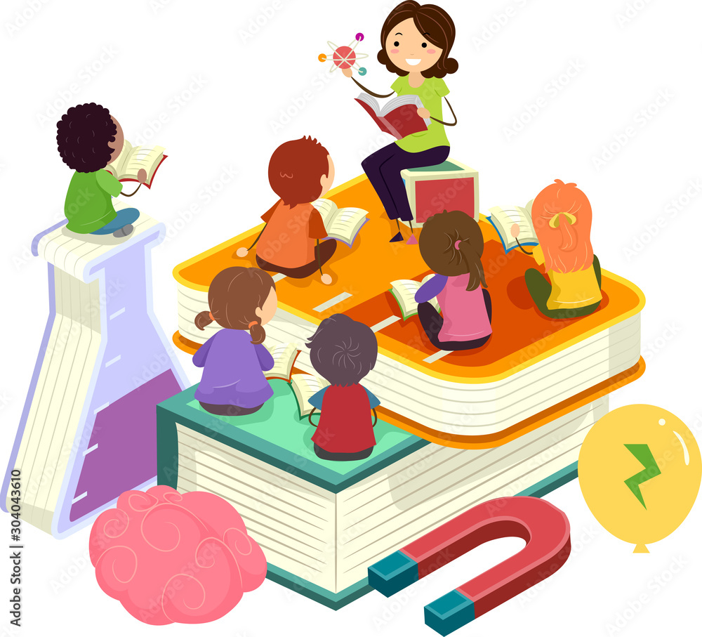 Stickman Kids Teacher Science Class Illustration Stock Vector | Adobe Stock