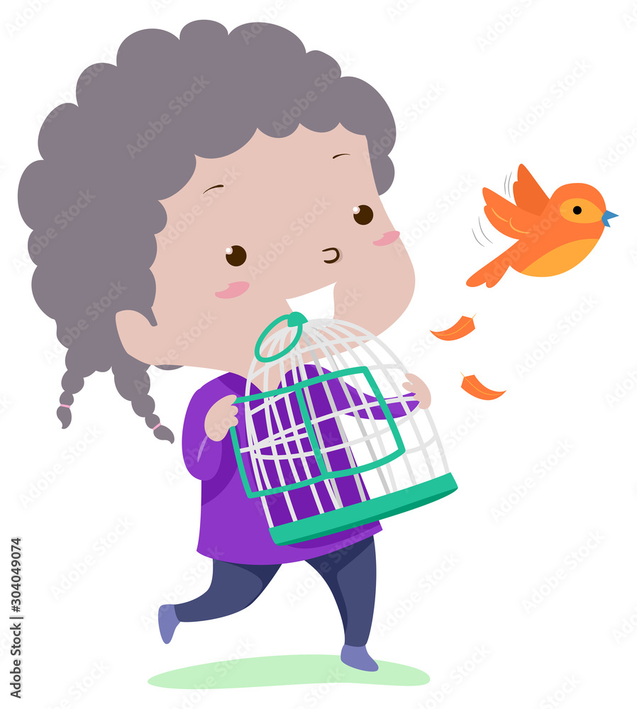 Kid Girl Adjective Free Illustration Stock Vector | Adobe Stock