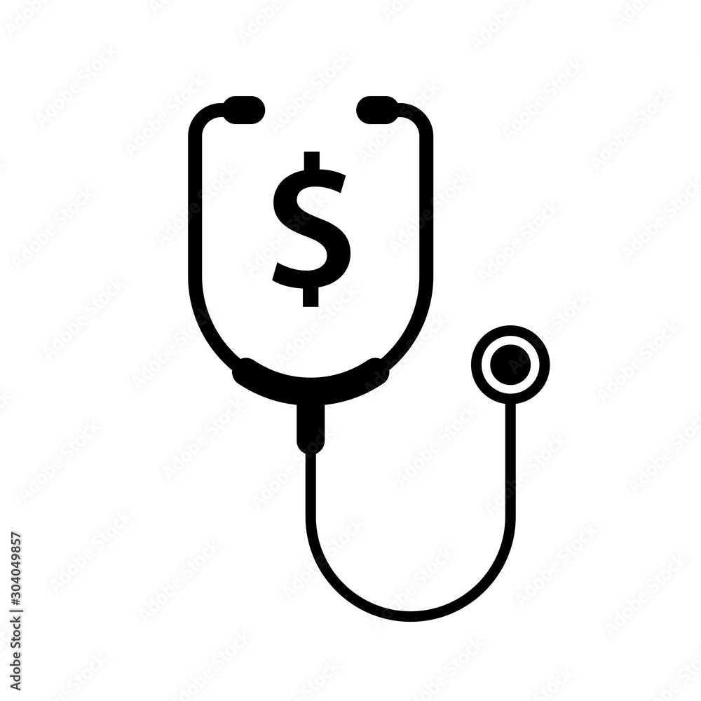 Healthcare costs black icon. Clipart image isolated on white background ...