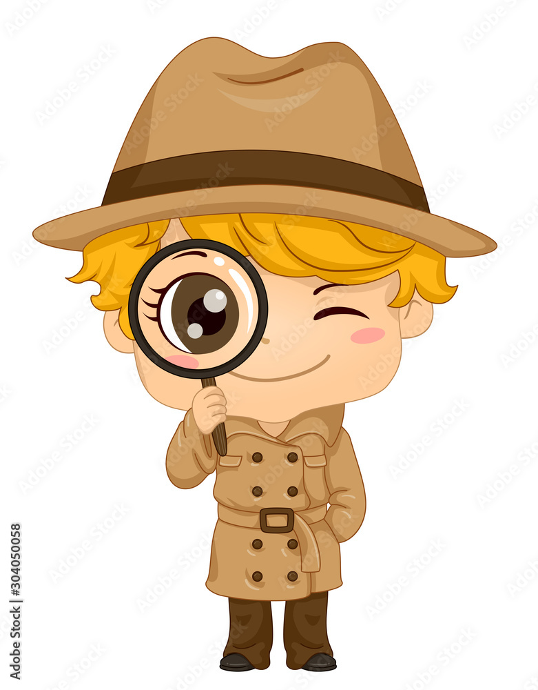 Kid Boy Detective Illustration Stock Vector | Adobe Stock
