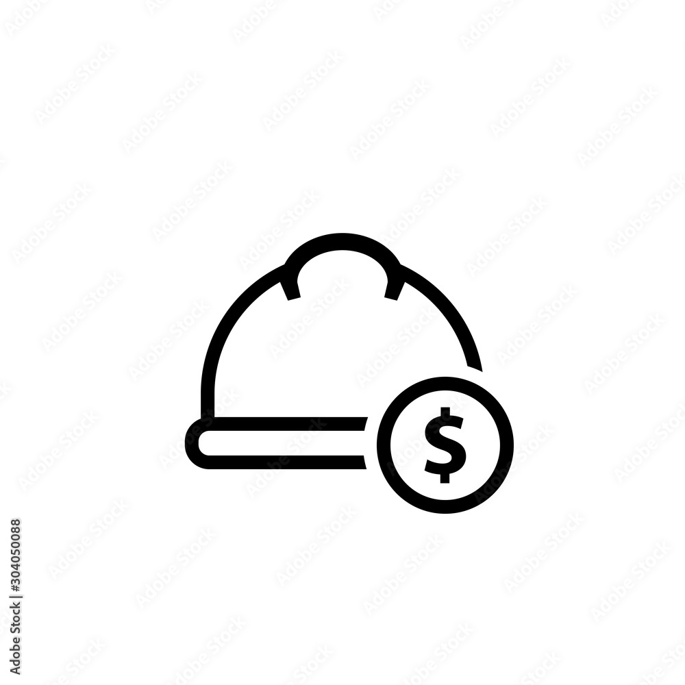 Labor cost outline icon. Clipart image isolated on white background ...