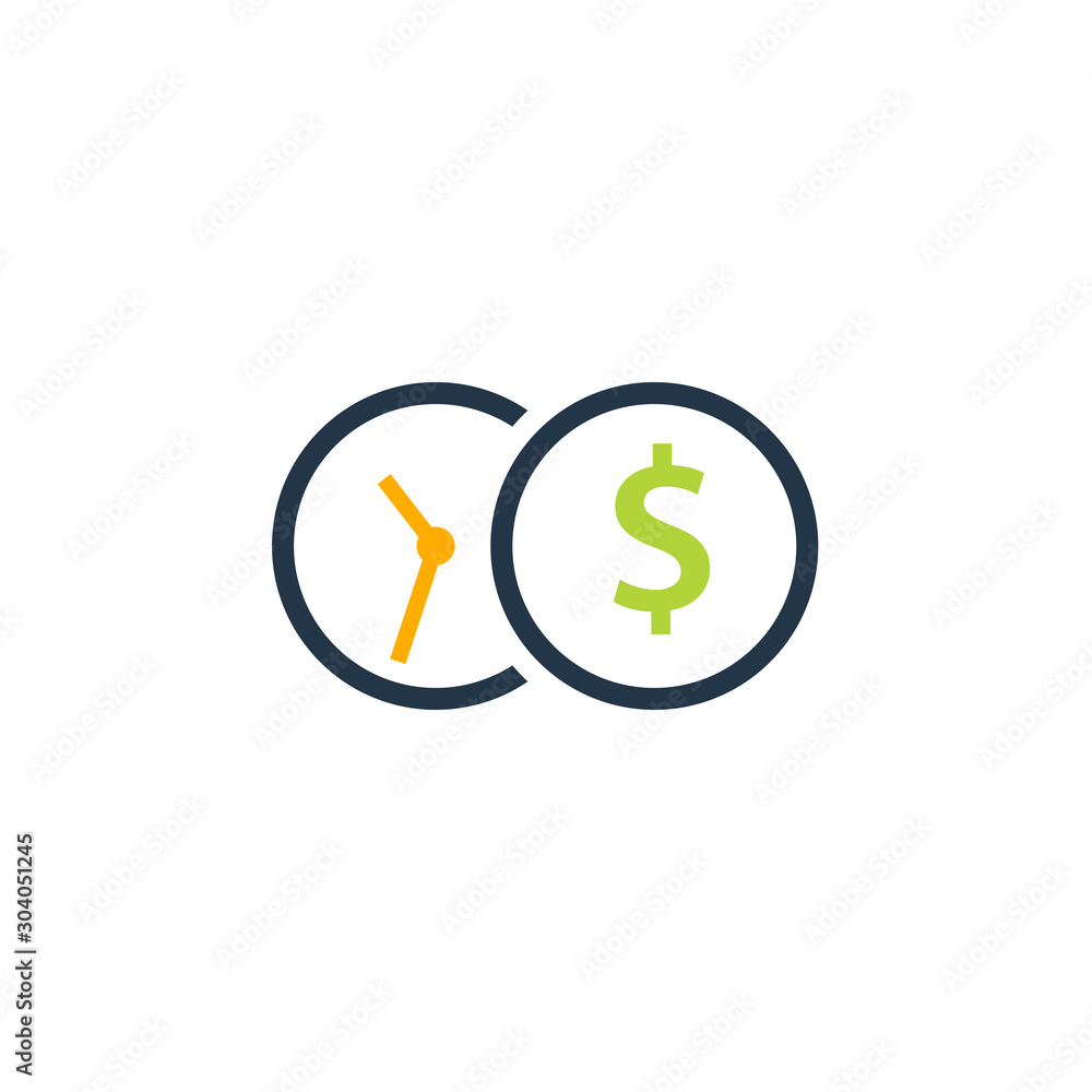 Cost and time icon. Clipart image isolated on white background Stock ...