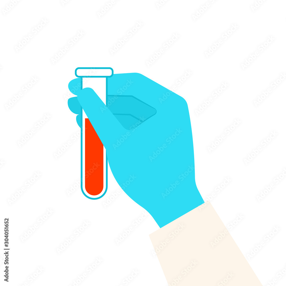 Hand holding test tube. Clipart image isolated on white background ...