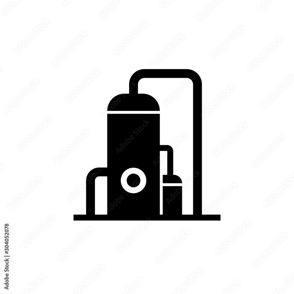 Gas compressor station silhouette icon. Clipart image isolated on white ...