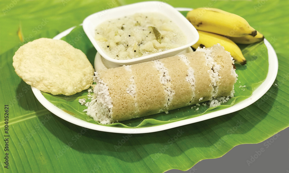 Popular South Indian breakfast Puttu or Pittu made of steamed rice ...