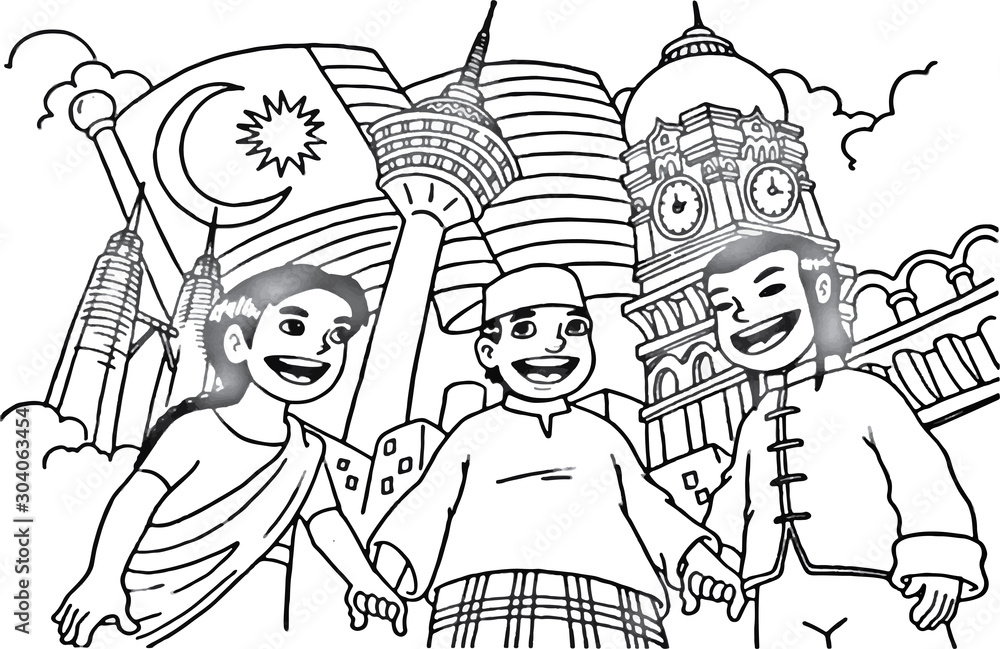 Malaysia Coloring Colouring Pages Merdeka Singapore Kids Hari Mewarna ...