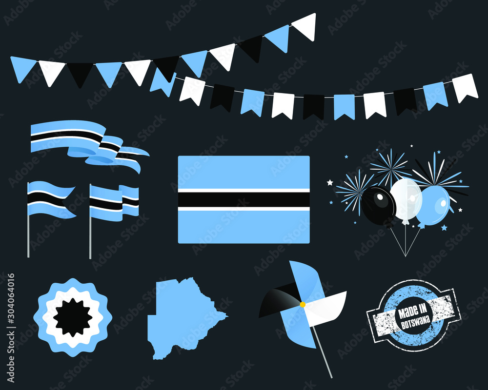 National holiday. Independence Day of Botswana set of vector design ...