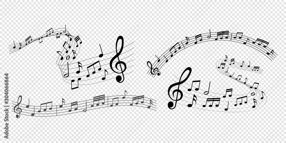 musical notes melody on transparent background Stock Vector | Adobe Stock