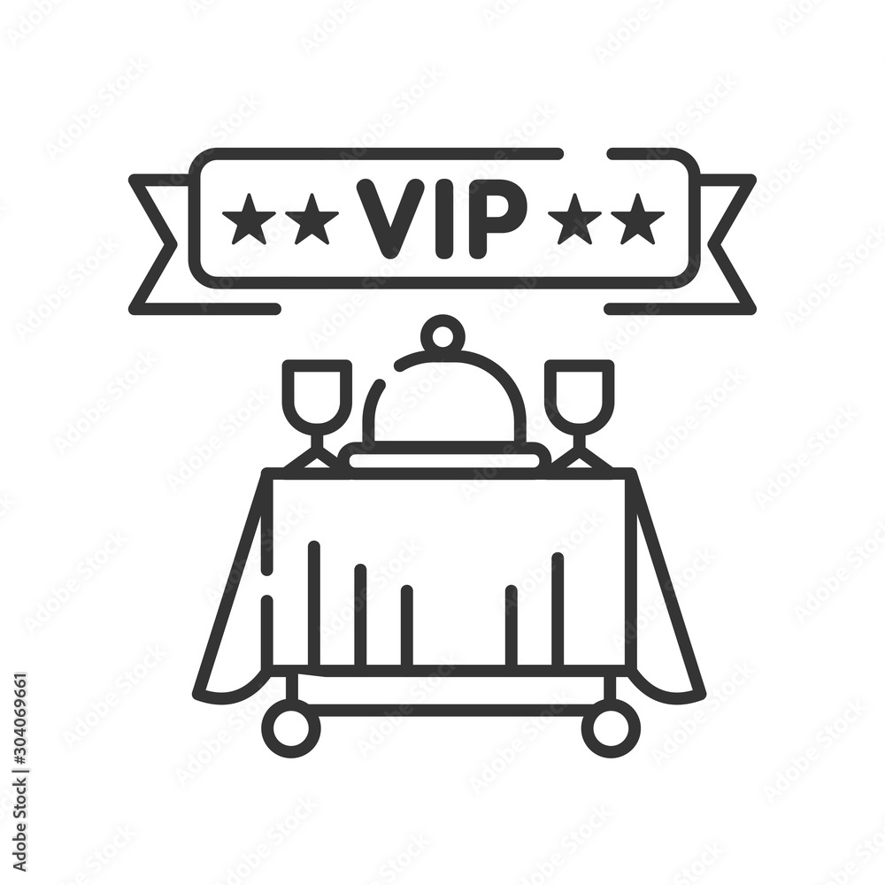 Vip restoraunt line black icon. Gourmet restaurant, prestigious party ...