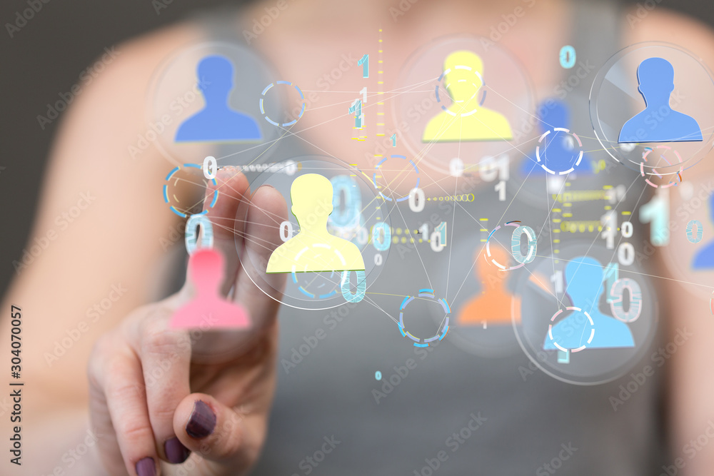 abstract social network scheme, which contains business people Stock ...