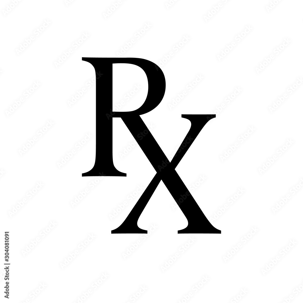 Rx prescription medical symbol isolated on a white background. Stock ...
