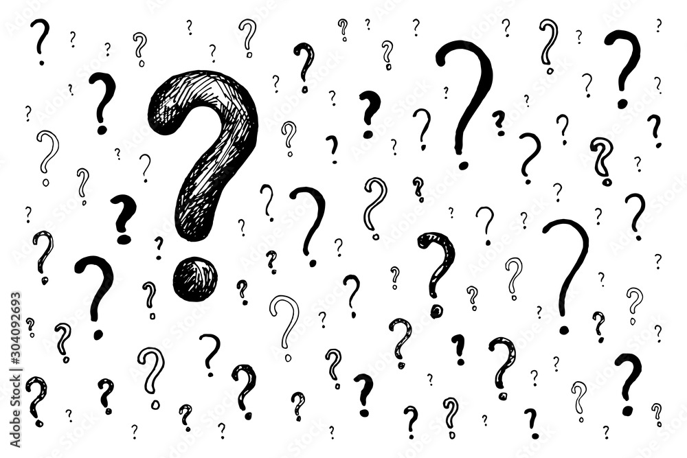 Hand draw question marks sign kit. Doodle illustration. Basis scribble ...