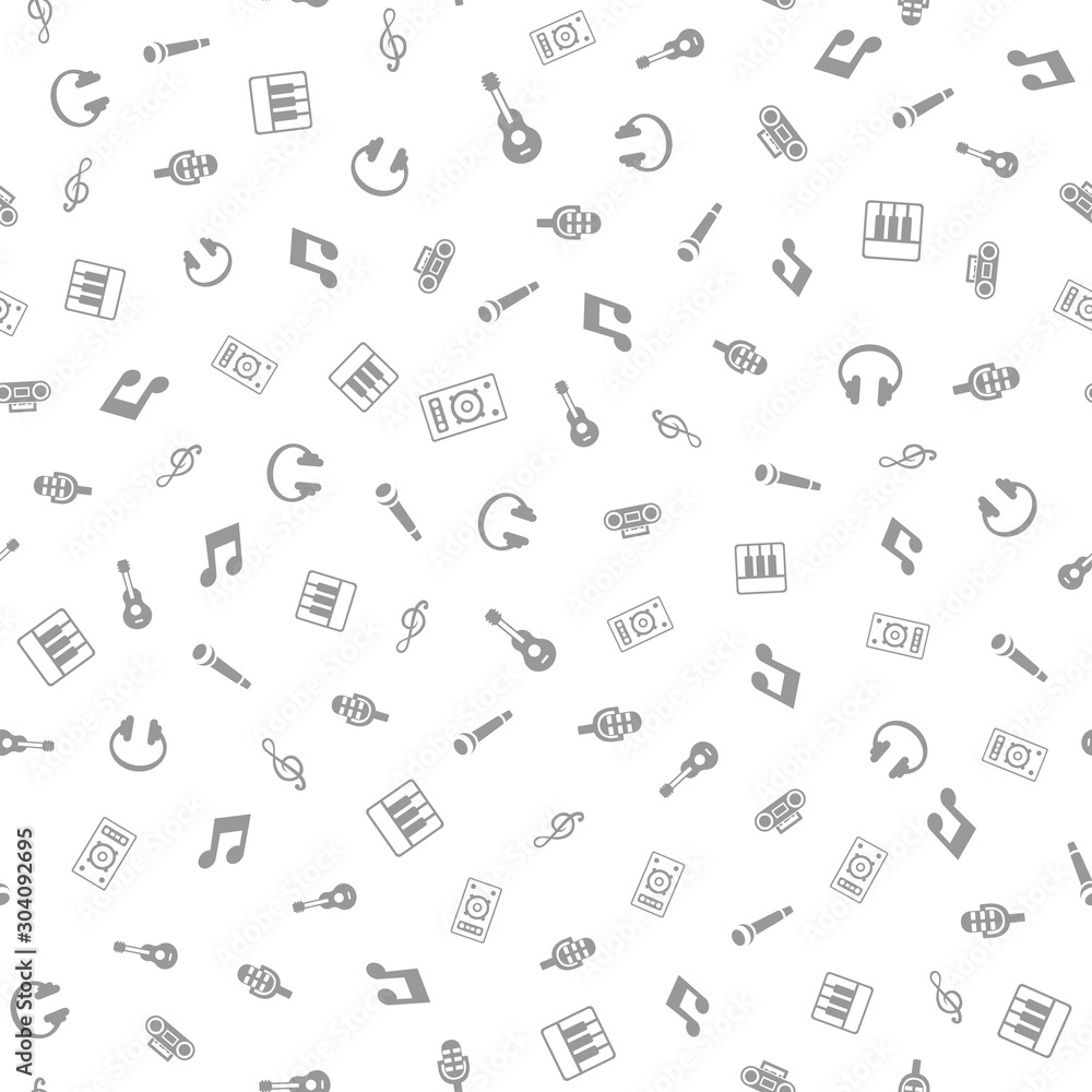 Music themed freehand drawings seamless pattern. Hand drawn music ...