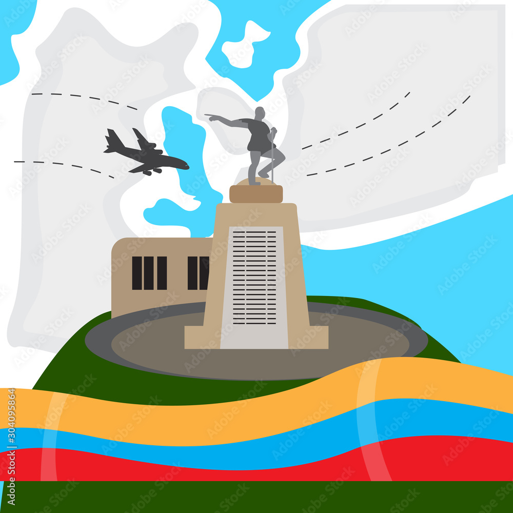 Vetor de Travel to Colombia. Belalcazar Statue in Cali - Vector ...