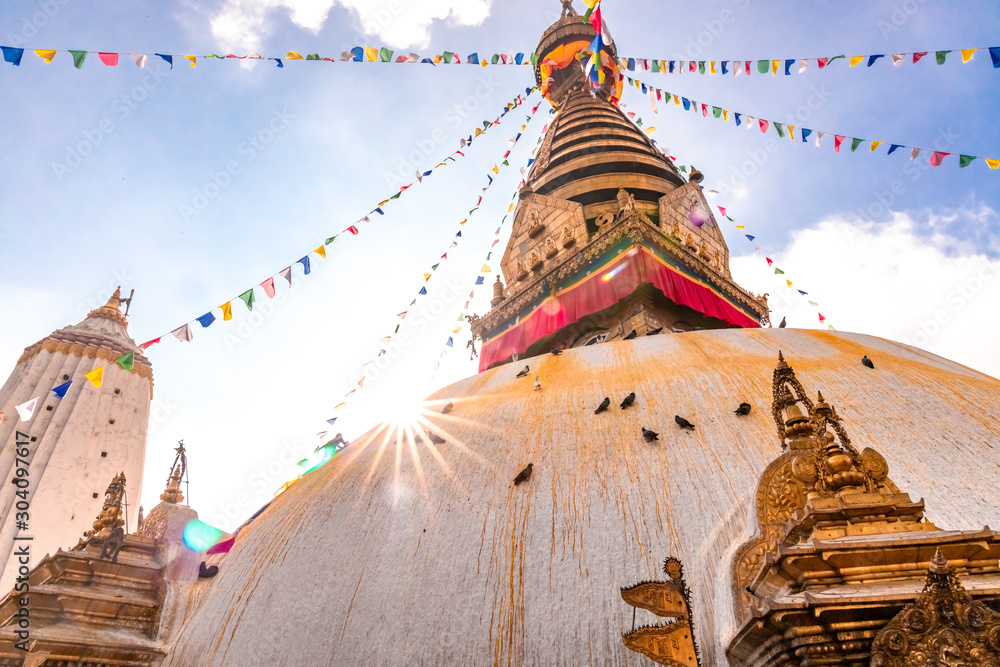 Zdjęcie Stock: Swayambhunath Stupa, aka The Monkey Temple, during ...