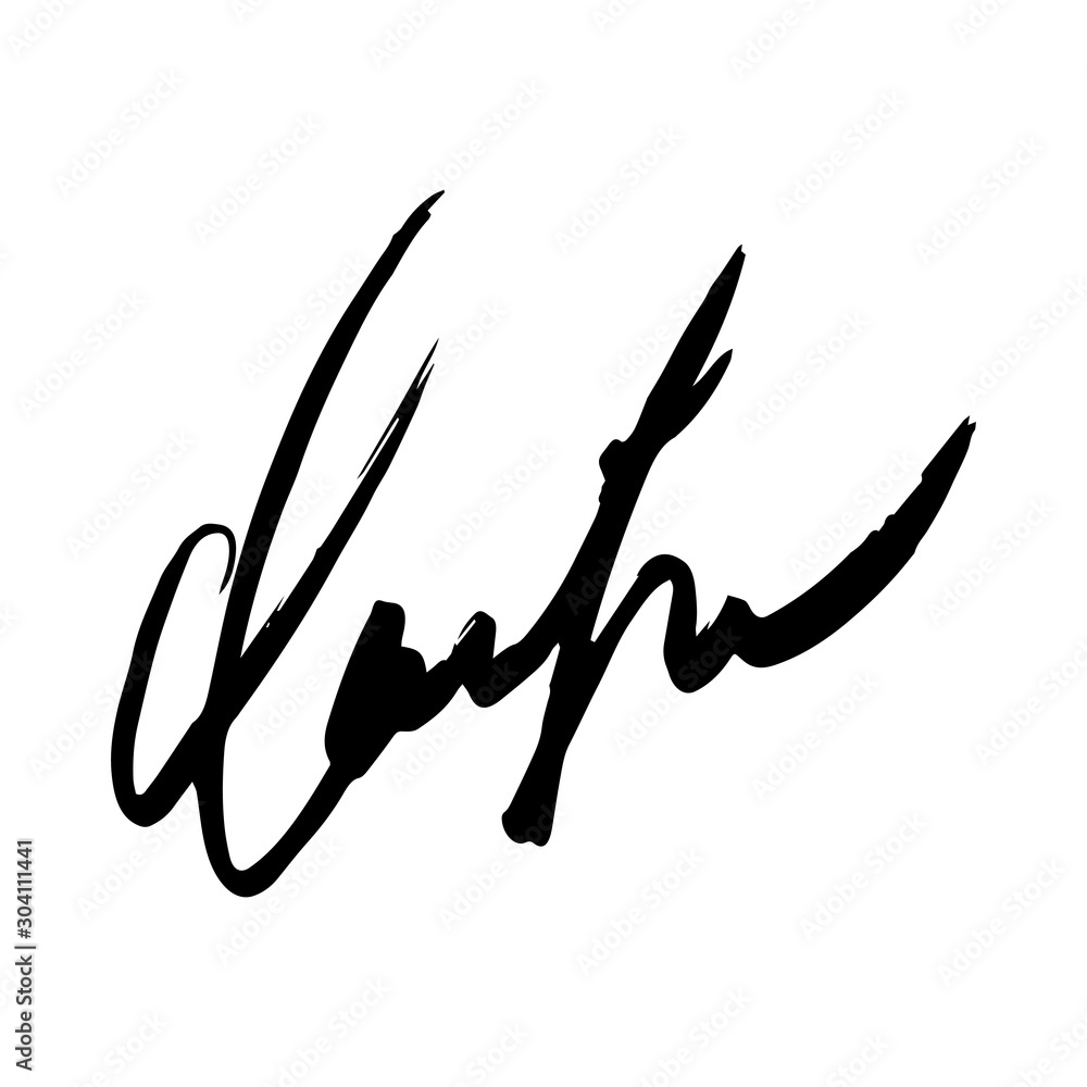 Unreadable handwriting font signature text on white background Stock ...
