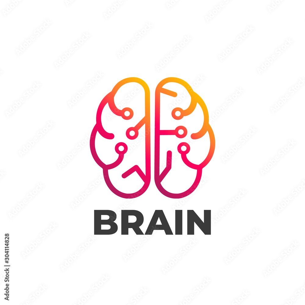 Brain Logo vector. Technology and neurology vector logo. Brain digital ...