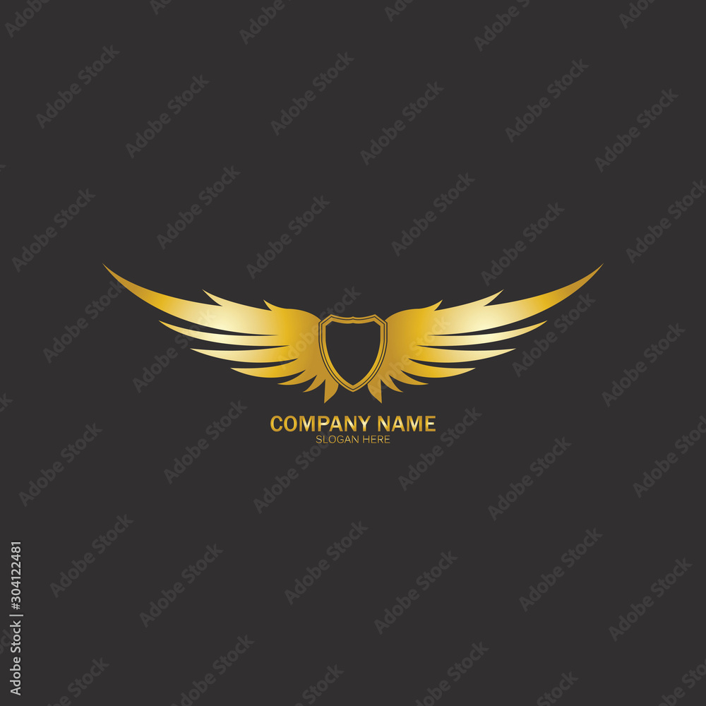 winged shield gold logo design symbol vector illustration-vector Stock ...