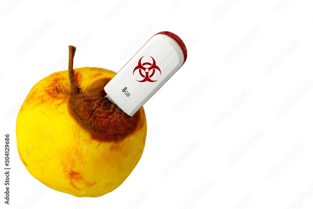 Beginning to rot an apple from an inserted flash drive with the ...