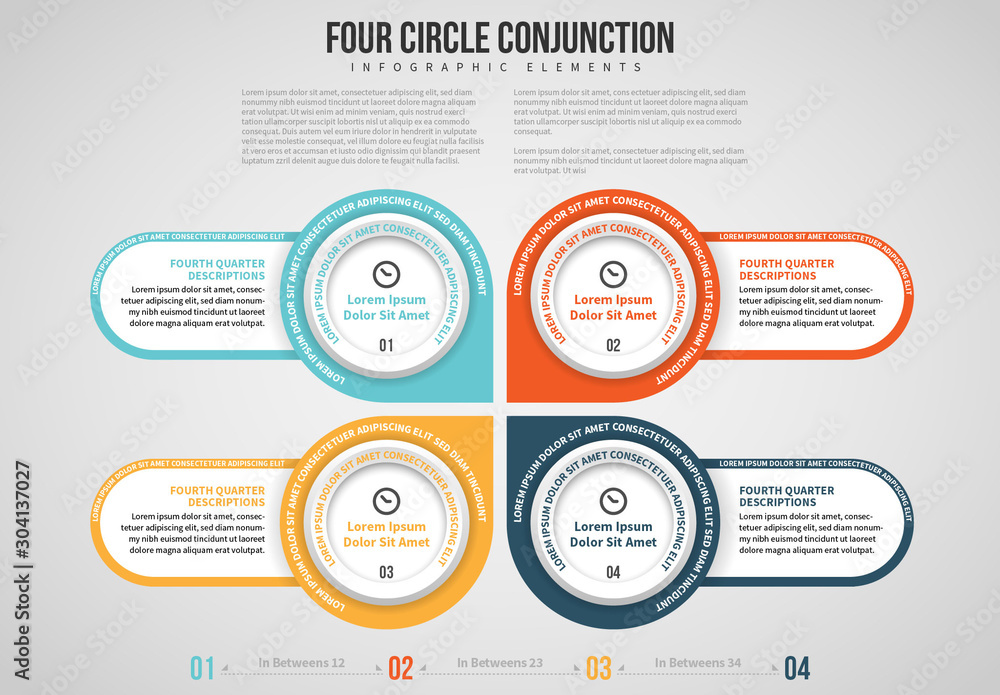 Four Circle Conjunction Infographic Stock Template | Adobe Stock