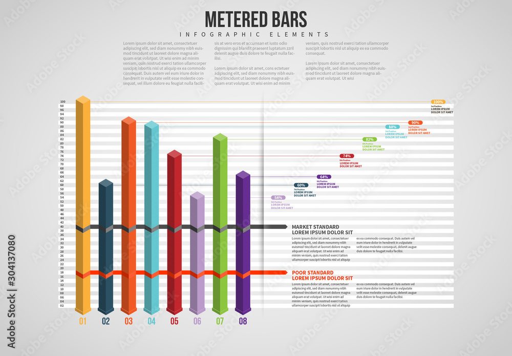 Isometric Metered Bars Infographic Stock Template | Adobe Stock