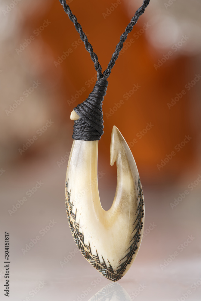 Hook Pendant Bone Carving with a traditional Binding and Samoan Tattoo ...