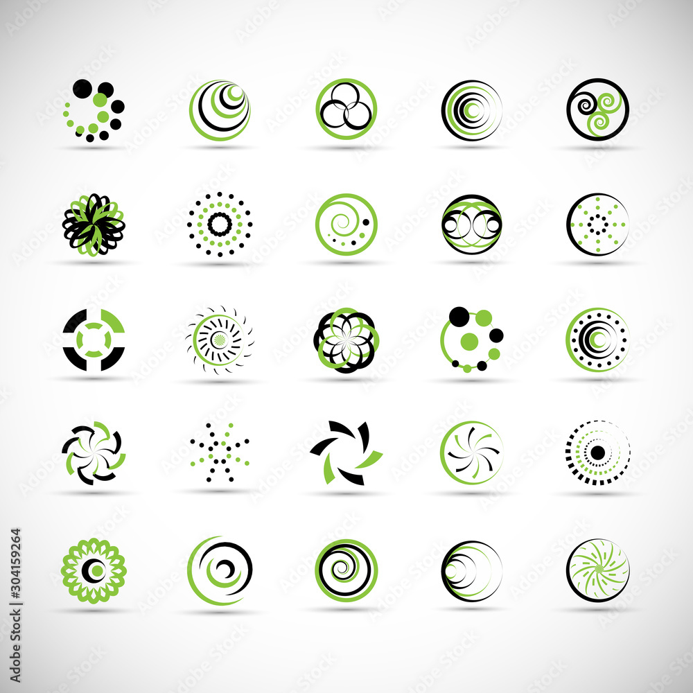 Abstract Circle Icon Set. Vector Isolated On Gray. Abstract Circle For ...