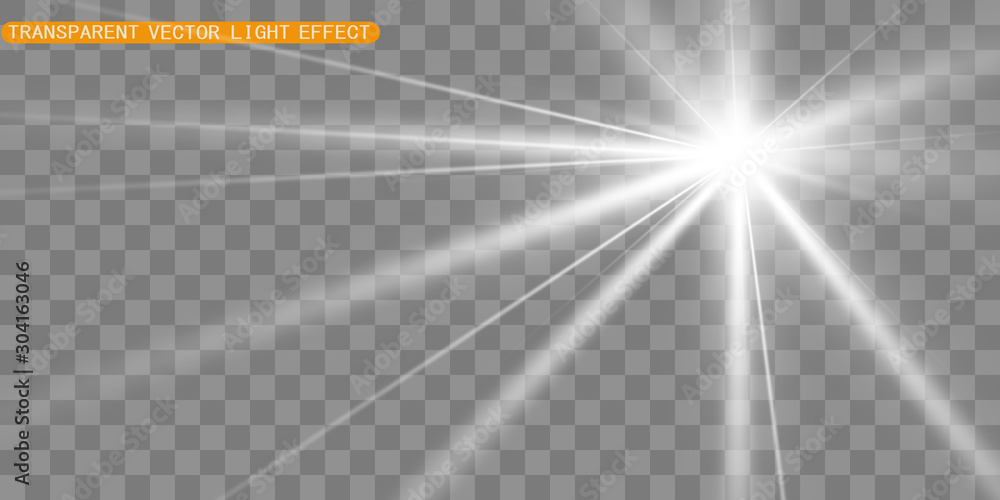 Special lens flash, light effect. The flash flashes rays and ...