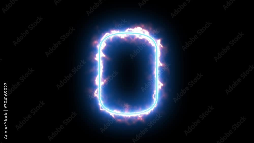 Neon Alphabet O letter. Blue Light Icon Background with Energy Fiery A ...
