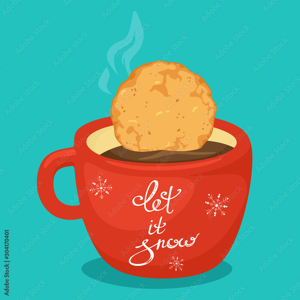 Hot Chocolate And Cookie Cartoon