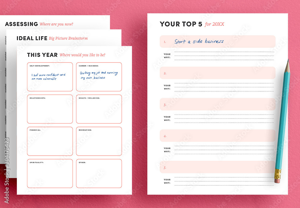 New Year Resolution Planner Layout Stock Template | Adobe Stock