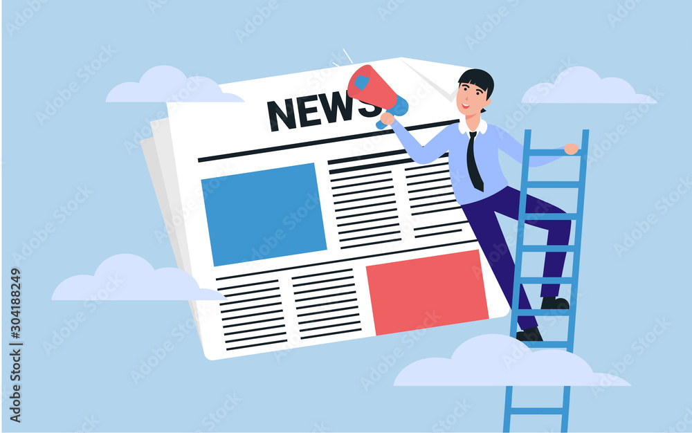 News update, online news, news website, newspaper. Business man ...