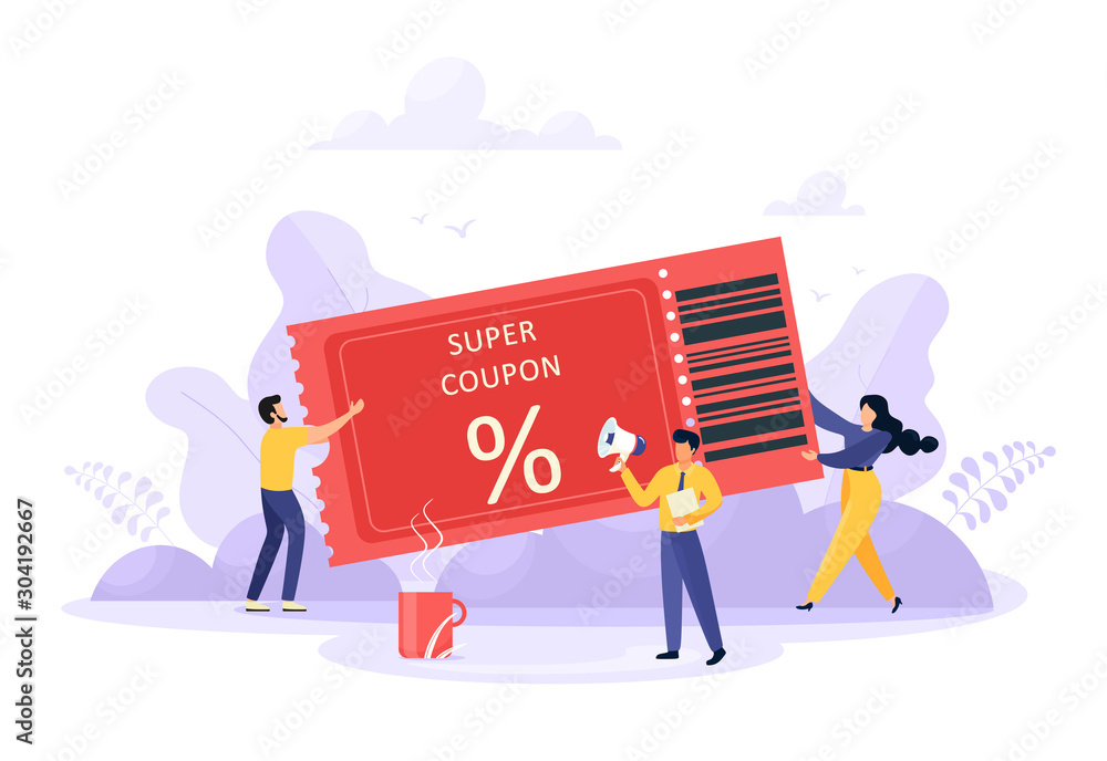 Coupon vector illustration. Concept for discounts, voucher, promotion ...