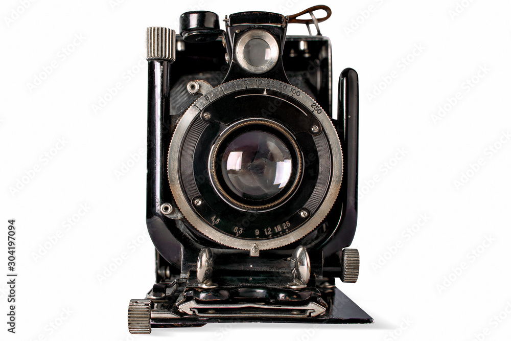 Old black camera on white background, isolated. Stock Photo | Adobe Stock