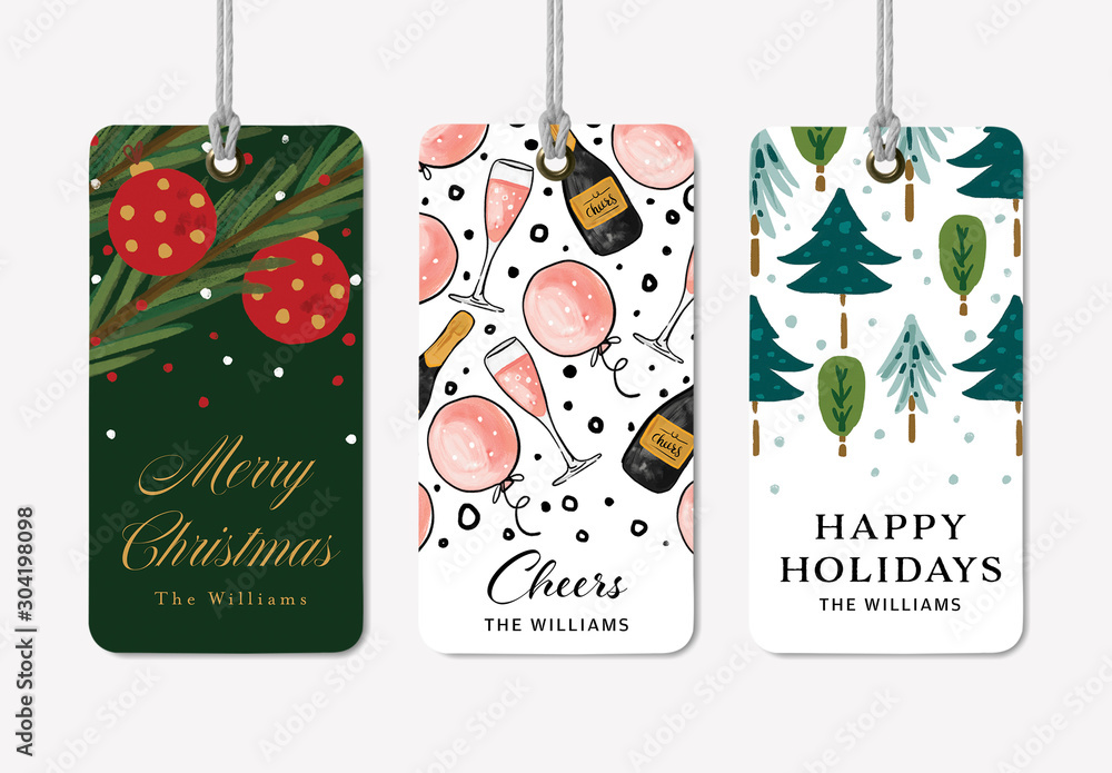 Holiday Gift Tags Layout Set Stock Template | Adobe Stock