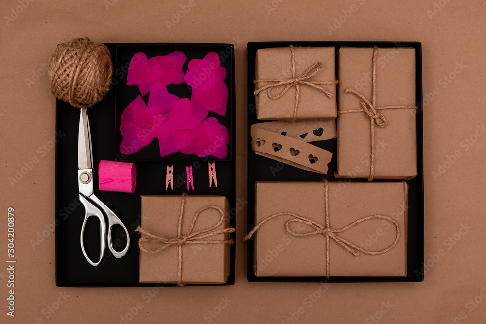Box wrapping on neutral background Stock Photo | Adobe Stock