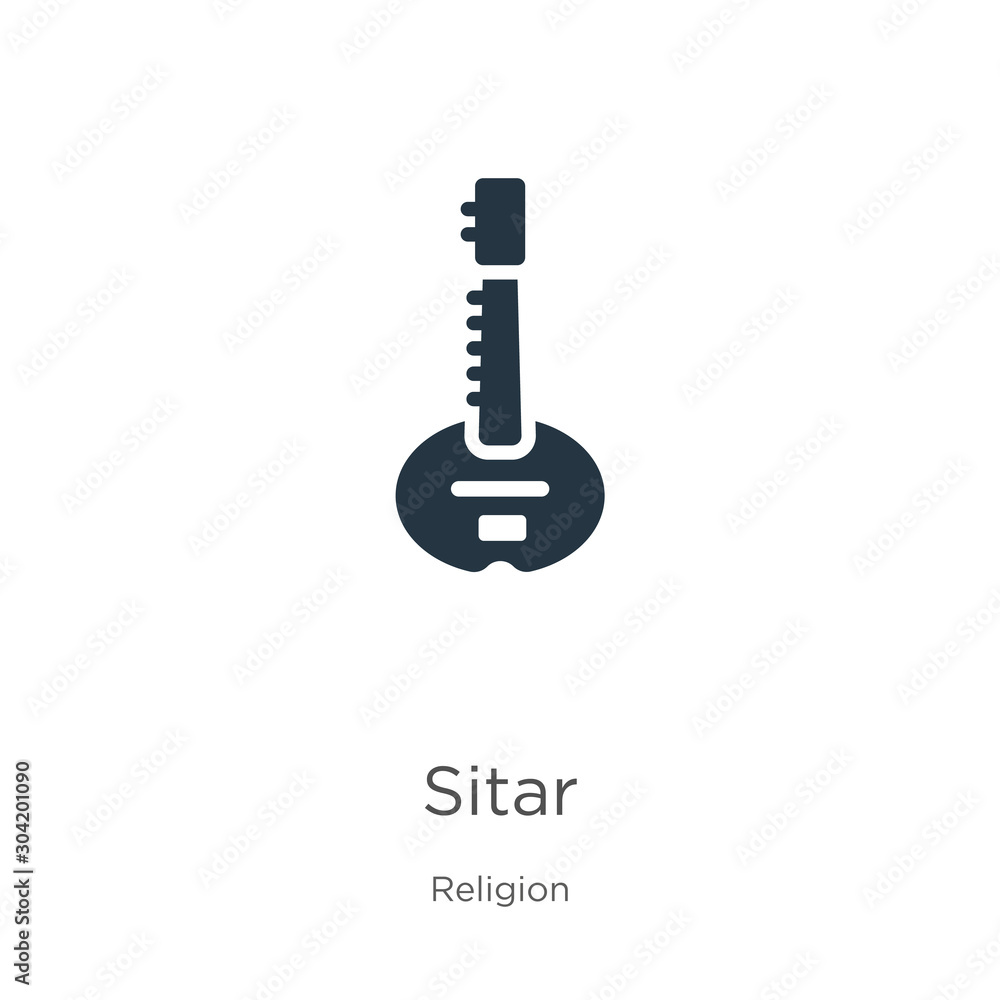 Sitar icon vector. Trendy flat sitar icon from religion collection ...