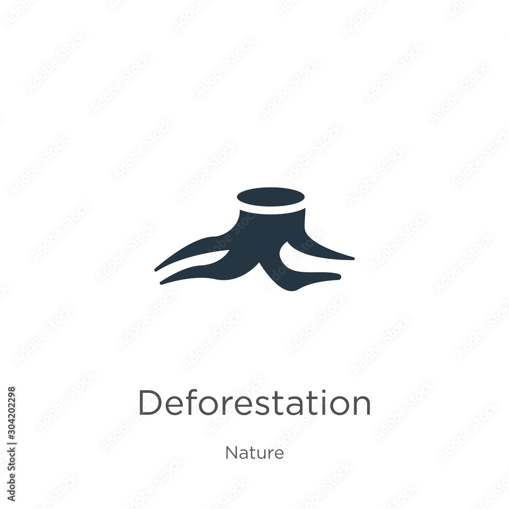 Deforestation icon vector. Trendy flat deforestation icon from nature ...