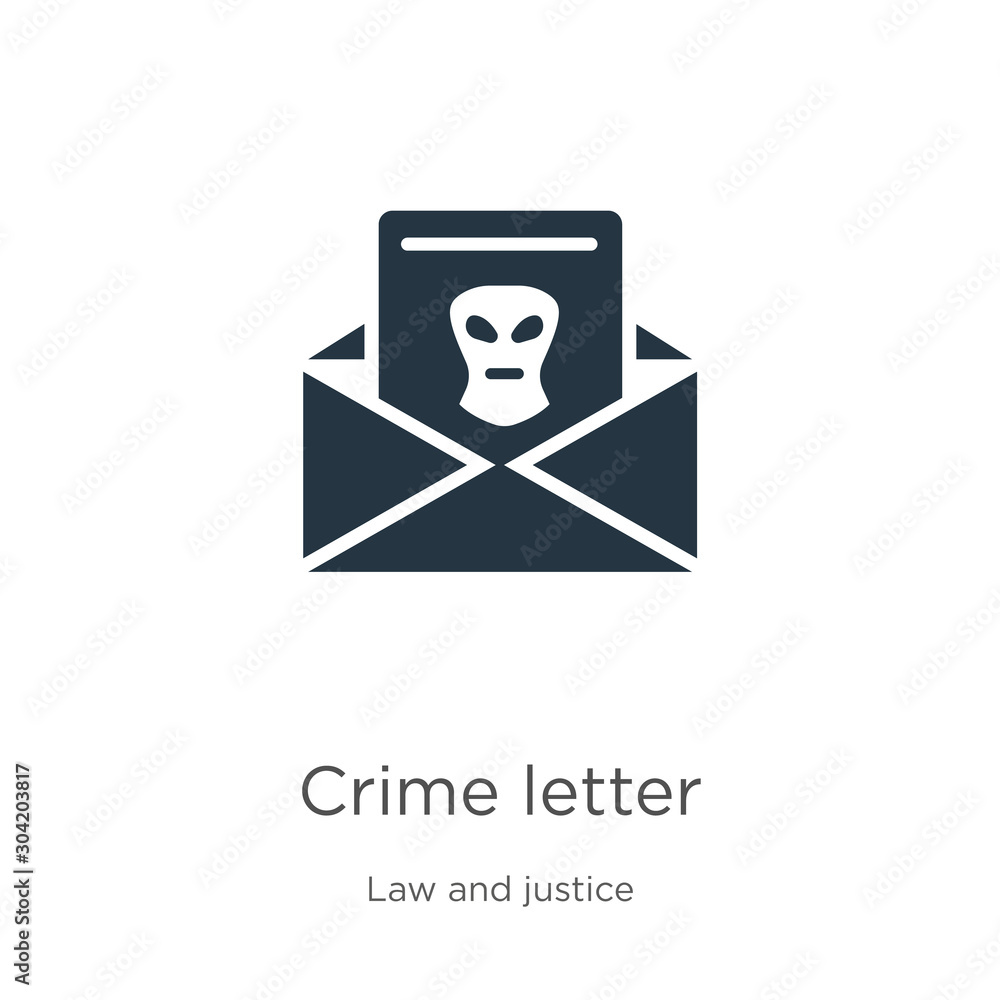 Crime letter icon vector. Trendy flat crime letter icon from law and ...