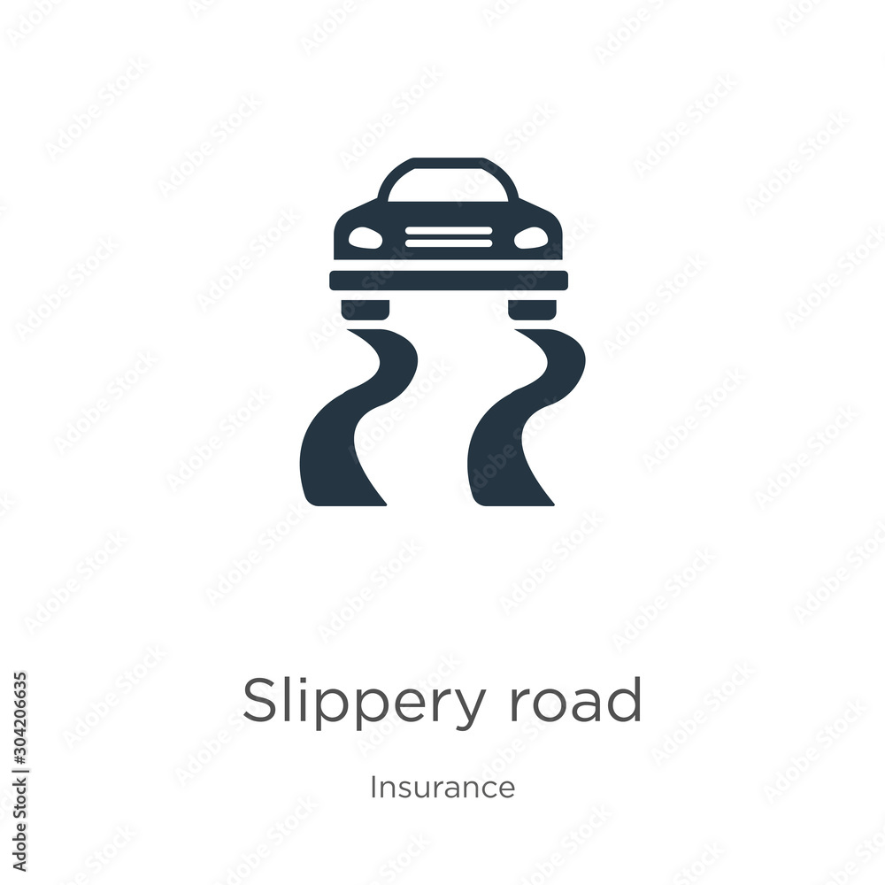Slippery road icon vector. Trendy flat slippery road icon from ...