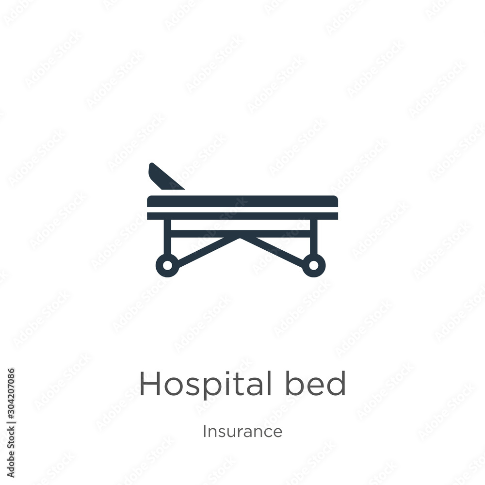 Hospital bed icon vector. Trendy flat hospital bed icon from insurance ...