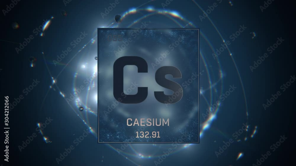 Cesium as Element 55 of the Periodic Table. Seamlessly looping 3D ...