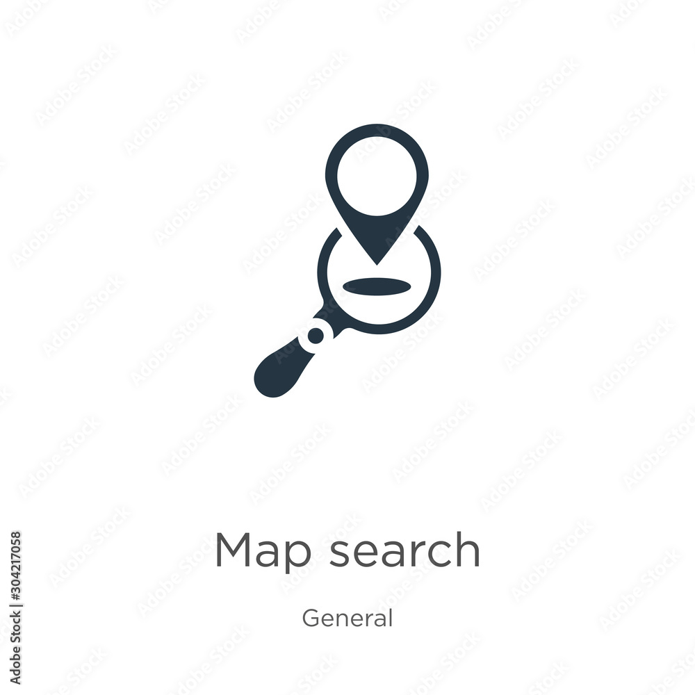 Map search icon vector. Trendy flat map search icon from general ...