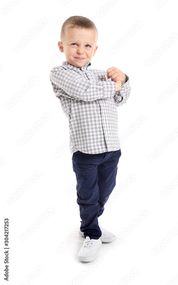 Portrait of cute little boy on white background Stock Photo | Adobe Stock