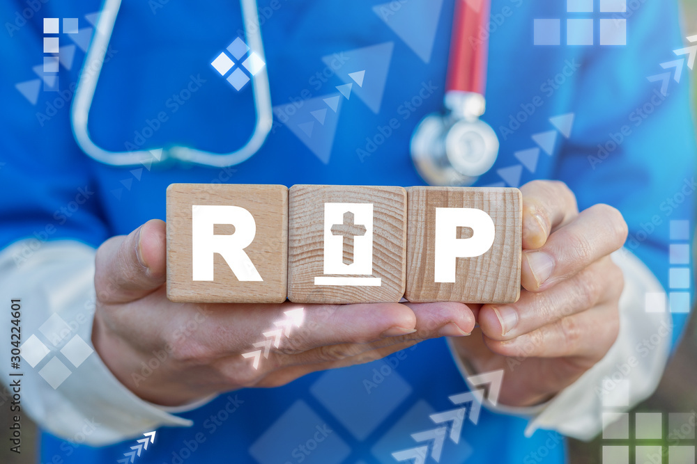 RIP Death Medical Patient Concept. R.I.P. Life Health. Stock Photo ...