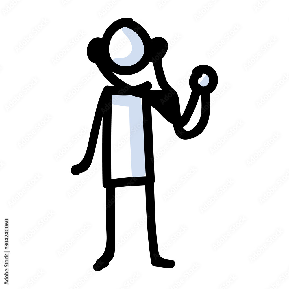 vHand Drawn Stick Figure Doctor with Stethoscope. Concept Health Care ...
