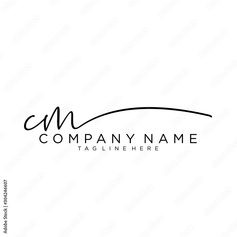 Initial letter CM Signature handwriting Logo Vector Stock Vector ...