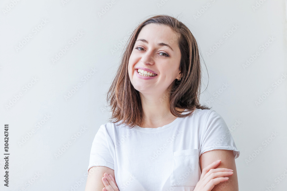Happy girl smiling. Beauty portrait young happy positive laughing ...